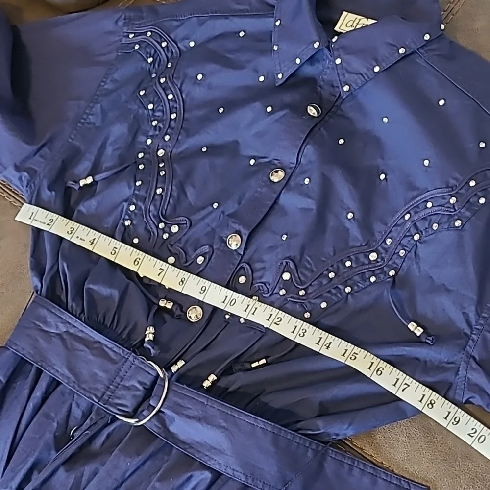 D. Frank | Dresses | D Frank Vintage 8s Navy Blue Silver Bedazzled ...